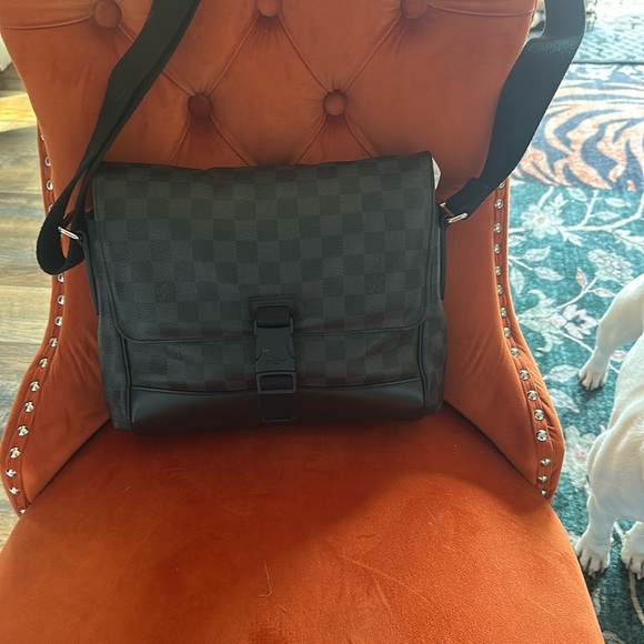 Louis Vuitton | Bags | Louis Vuitton Black Checkered Messenger Bag ...
